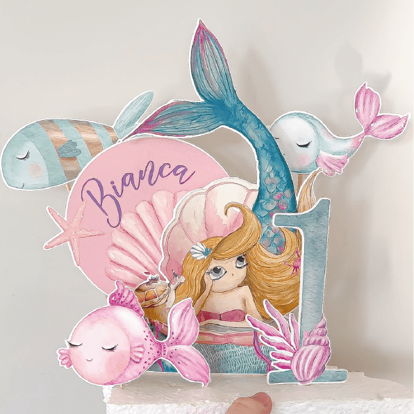 Cake Topper Personalizzato – Tema Sirenetta – Peekaboo